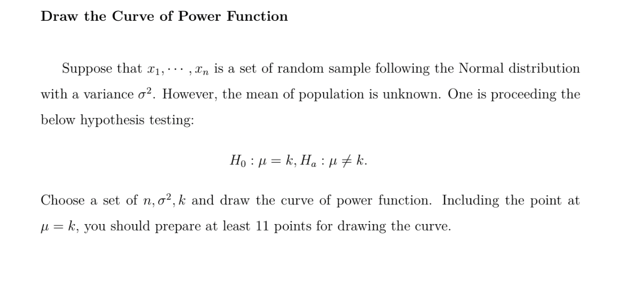 Draw the Curve of Power Function Suppose that x1,⋯,xn | Chegg.com