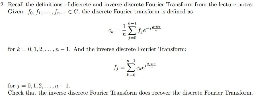 Recall the definitions of discrete and inverse | Chegg.com