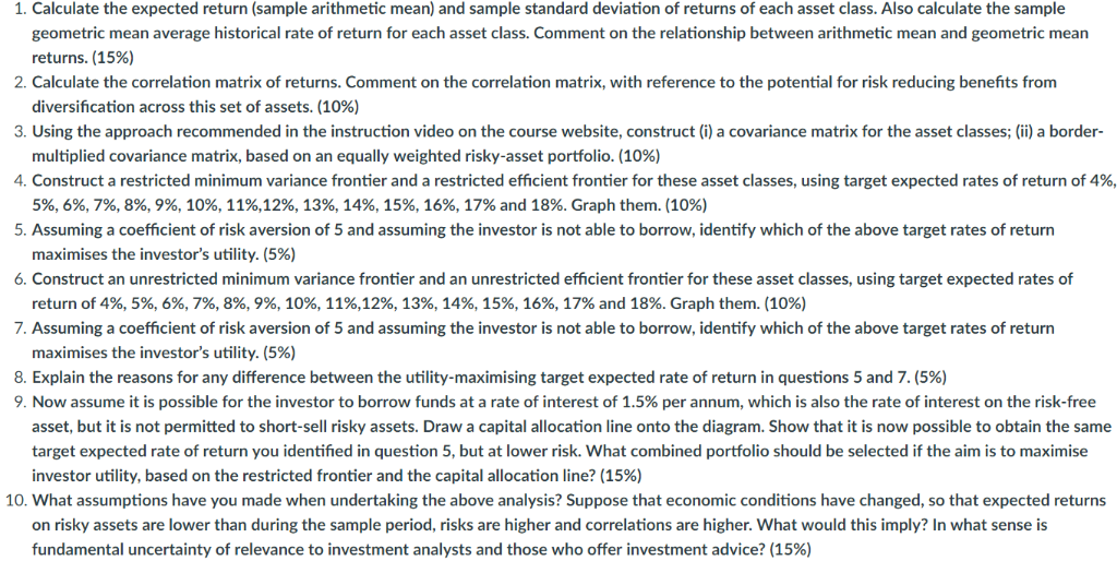 1. Calculate the expected return (sample arithmetic | Chegg.com