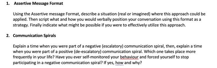 1. Assertive Message Format Using the Assertive | Chegg.com