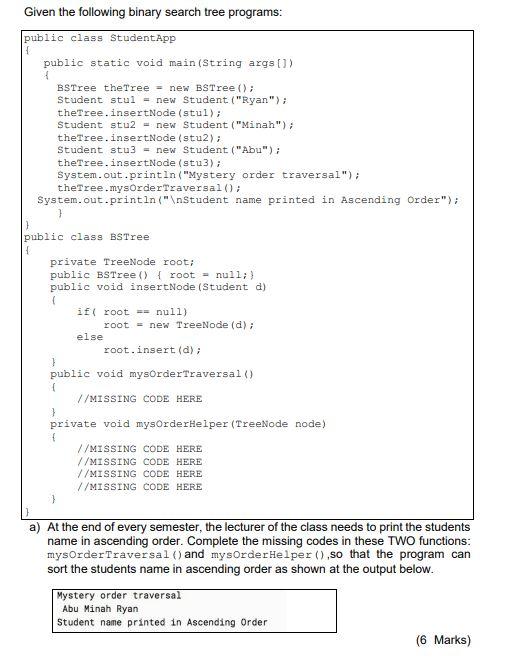 Solved a) At the end of every semester, the lecturer of the | Chegg.com