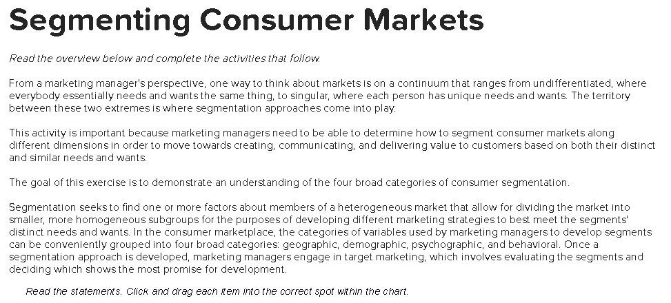 Solved Segmenting Consumer Markets Read the overview below | Chegg.com