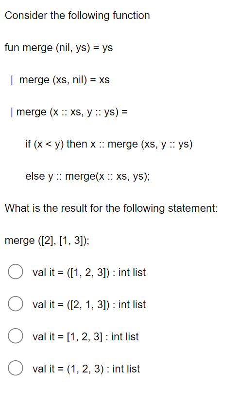 Solved What is the output of the following? ord #"A"; O val | Chegg.com