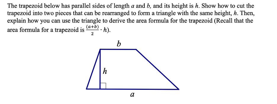Solved The trapezoid below has parallel sides of length a | Chegg.com