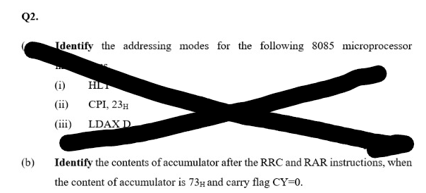 Solved (dentify the addressing modes for the following 8085 | Chegg.com