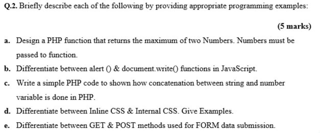 Solved Q.2. Briefly describe each of the following by | Chegg.com