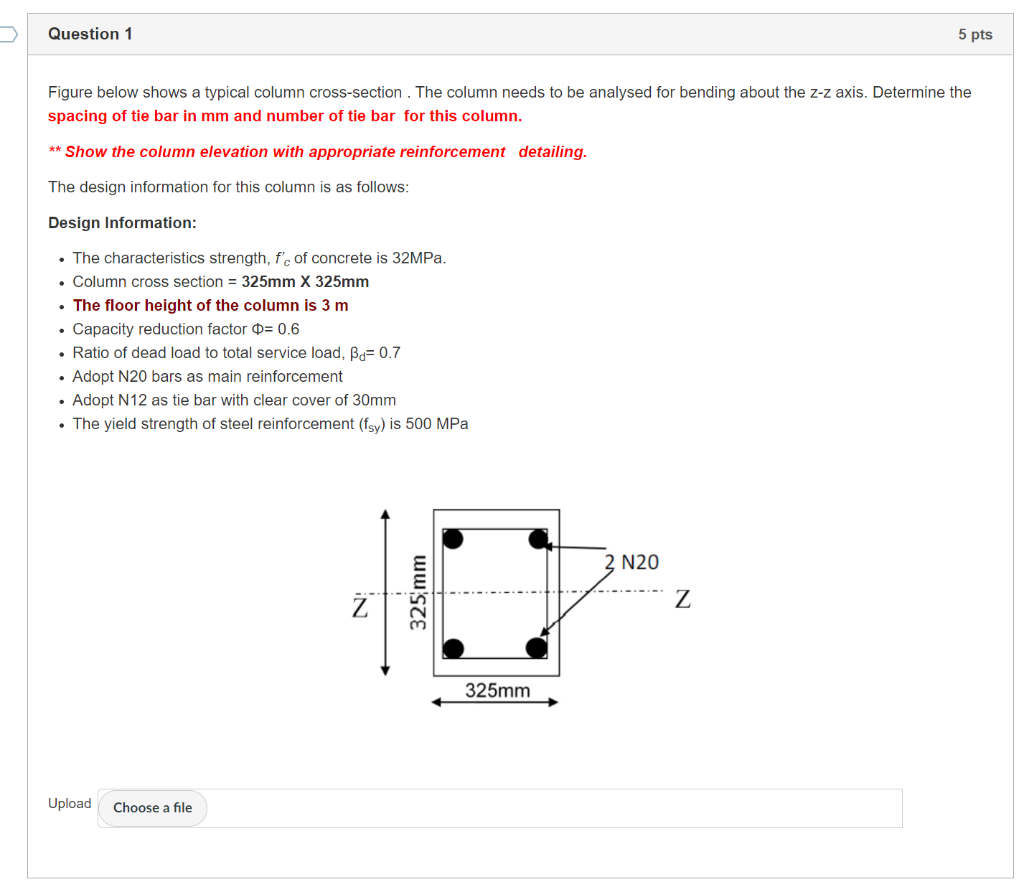 Solved Question 1 5 pts Figure below shows a typical column | Chegg.com