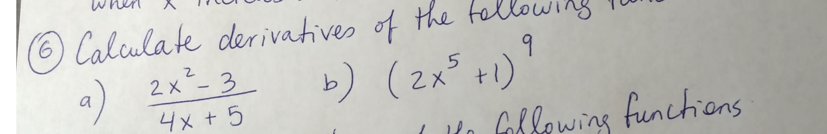 Solved 6) Calculate derivatives of the followity a) | Chegg.com
