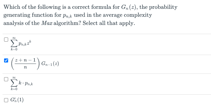 Solved Which of the following is a correct formula for Gn | Chegg.com