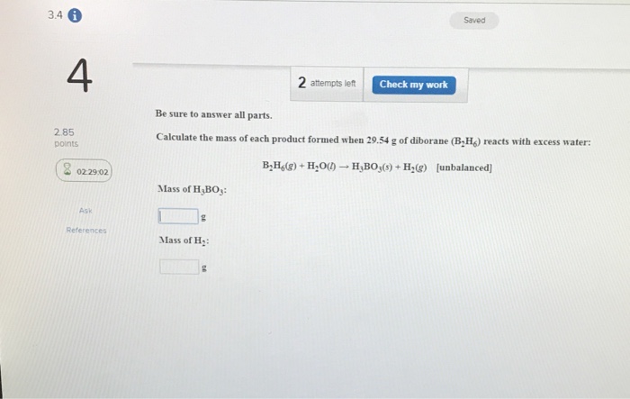 Solved 34 6 Saved 5 2 attempts left Check my work Be sure to | Chegg.com
