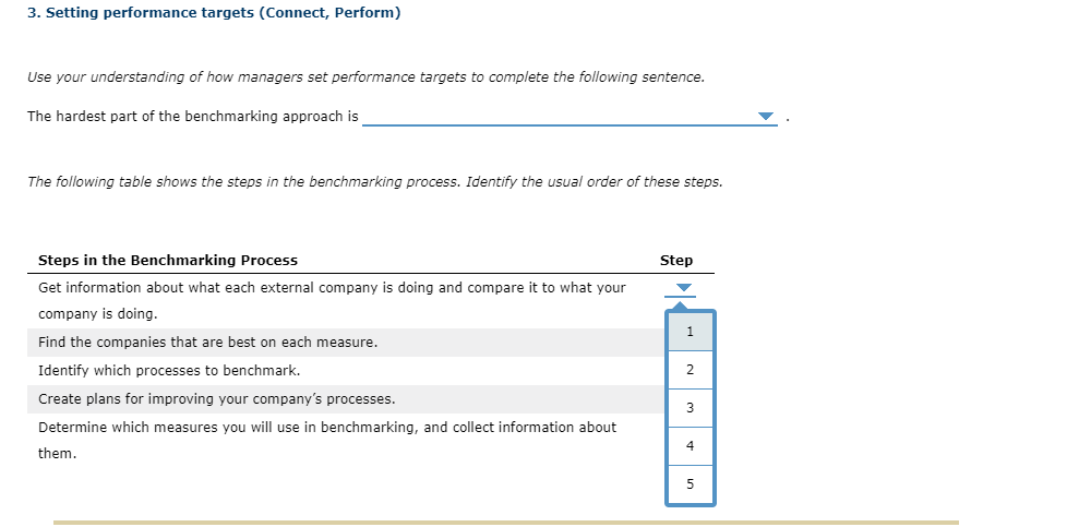 Solved 3. Setting performance targets (Connect, Perform) Use | Chegg.com