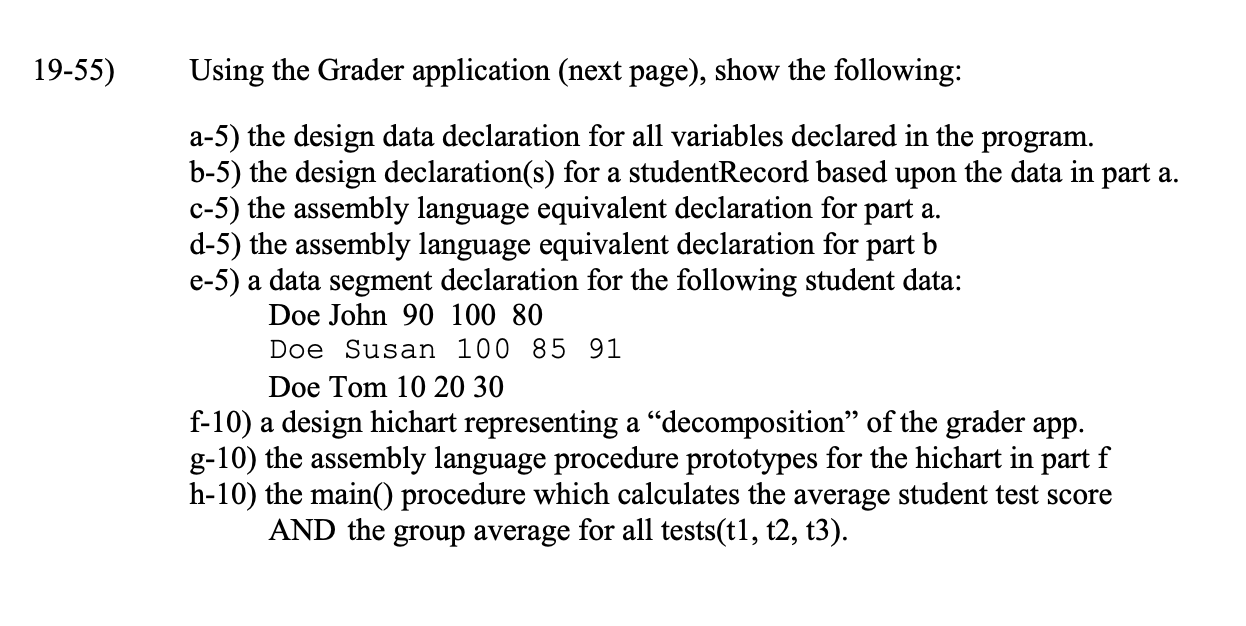 Solved 19-55) Using the Grader application (next page), show | Chegg.com