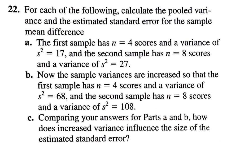 Solved 2. For each of the following, calculate the pooled | Chegg.com