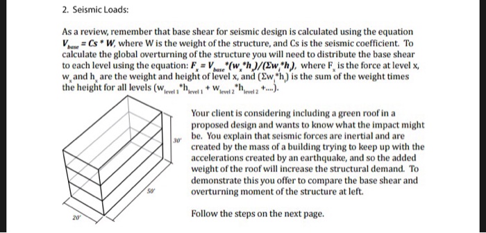 Solved 2. Seismic Loads: As a review, remember that base | Chegg.com