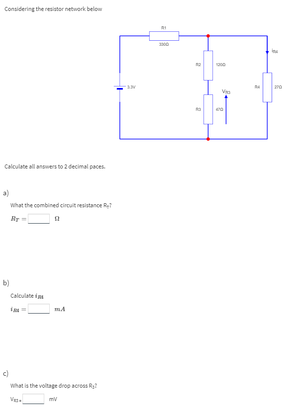 Solved Considering the resistor network below R1 3300 R4 R2 | Chegg.com