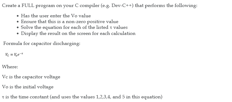 Solved Create a FULL program on your compiler (e.g. Dev-C++) | Chegg.com