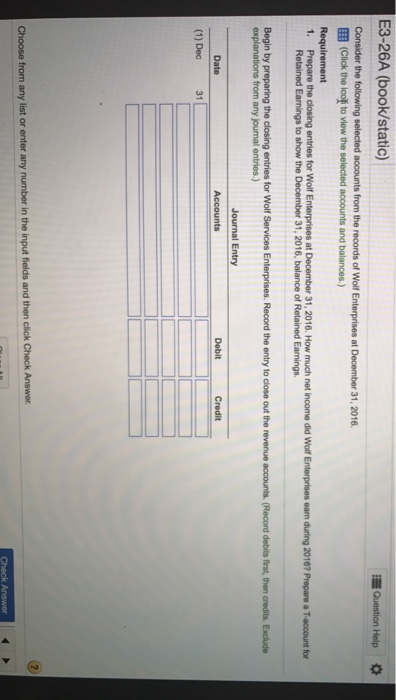 Solved E3-26A (book/static) Accounts (1) Dec 31 | Chegg.com