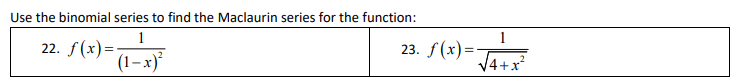 Solved Use the binomial series to find the Maclaurin series | Chegg.com