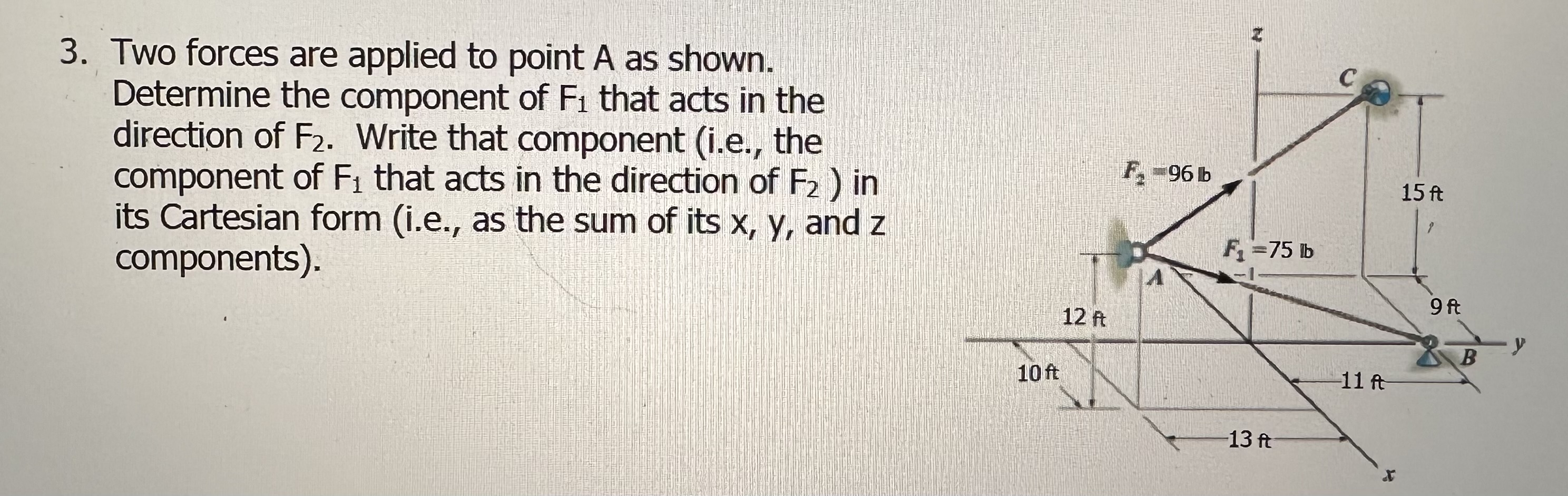 Solved 3. Two forces are applied to point A as shown. | Chegg.com
