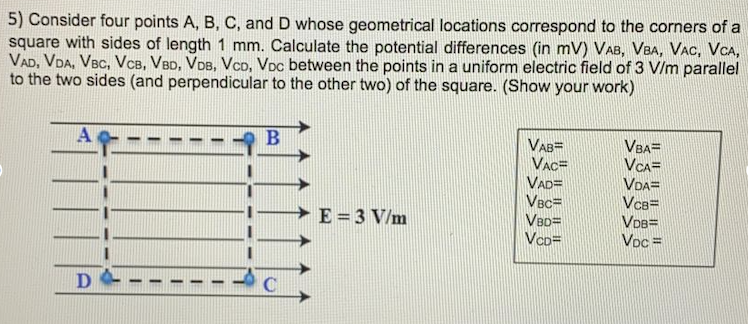 Solved 5) Consider four points A, B, C, and D whose | Chegg.com