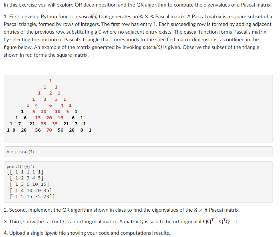 Solved In This Exercise You Will Explore Qr Decomposition