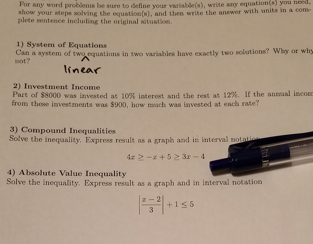 Solved variable(s), write any equation(s) you need, For any | Chegg.com