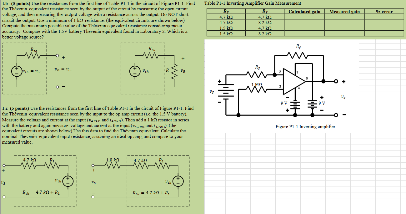 1.b (5 ﻿points) ﻿Use the resistances from the first | Chegg.com