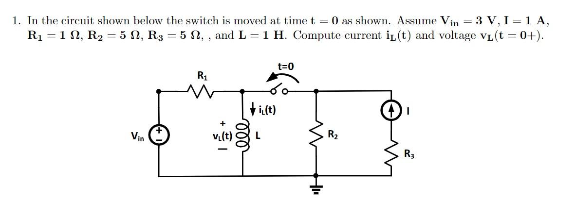 [Solved]: 1. In the circuit shown below the switch is move