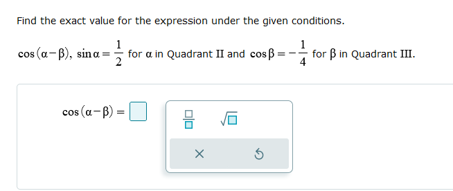 Solved Find the exact value for the expression under the | Chegg.com