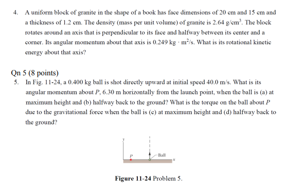 Solved 4. A uniform block of granite in the shape of a book | Chegg.com