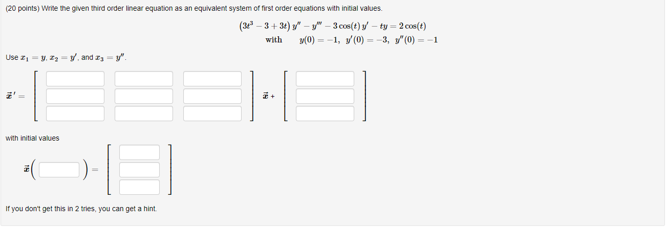 Solved (20 points) Write the given third order linear | Chegg.com