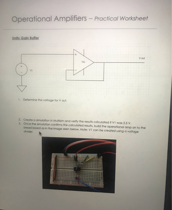 Solved Operational Amplifiers - Practical Worksheet V out | Chegg.com