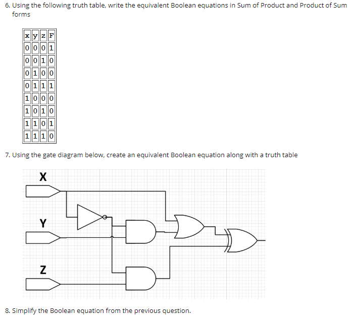 Solved 6 Using The Following Truth Table Write The