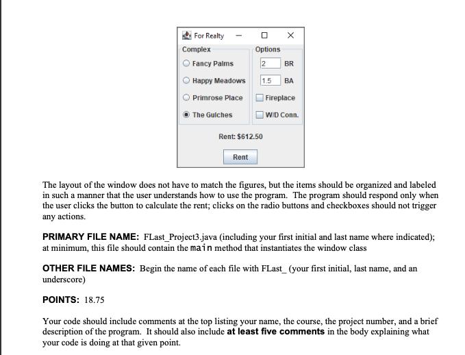 Solved CIS 255. Java Programming Project 3: GUI Programming | Chegg.com