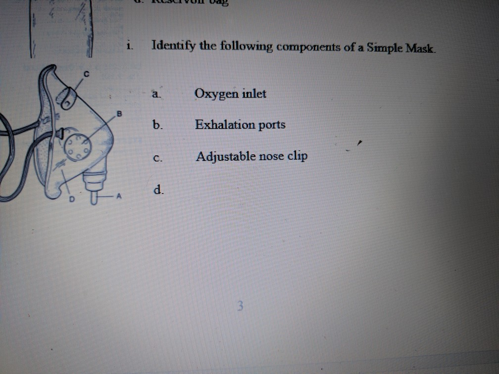 Solved Identify the following components of a Simple Mask | Chegg.com
