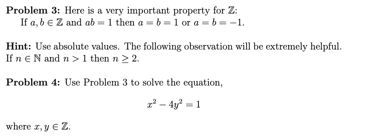 Solved Problem 3: Here is a very important property for Z: | Chegg.com