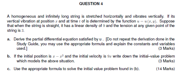 QUESTION 4 ﻿A homogeneous and infinitely long string | Chegg.com