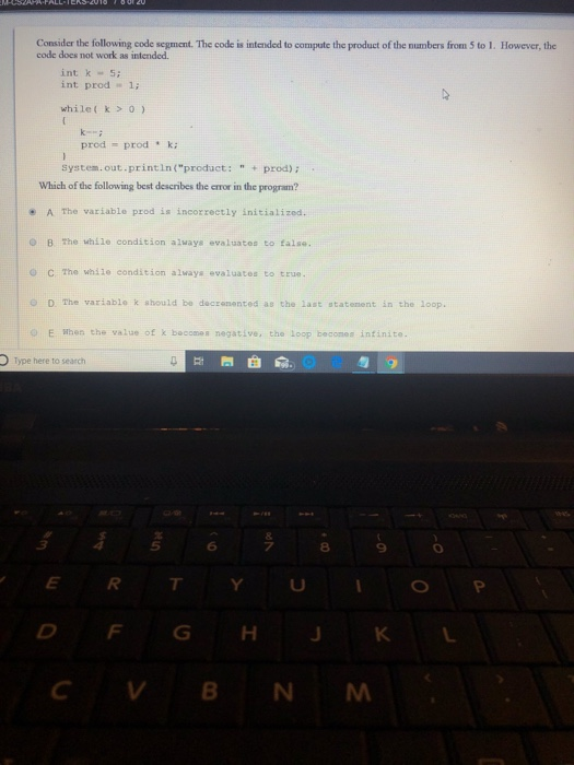 Solved Consider the following code segment. The code is | Chegg.com