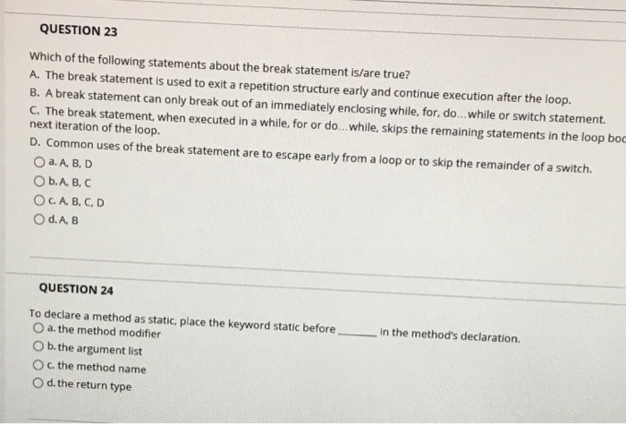 Solved QUESTION 15 Here is a method signature: method1 ( int | Chegg.com
