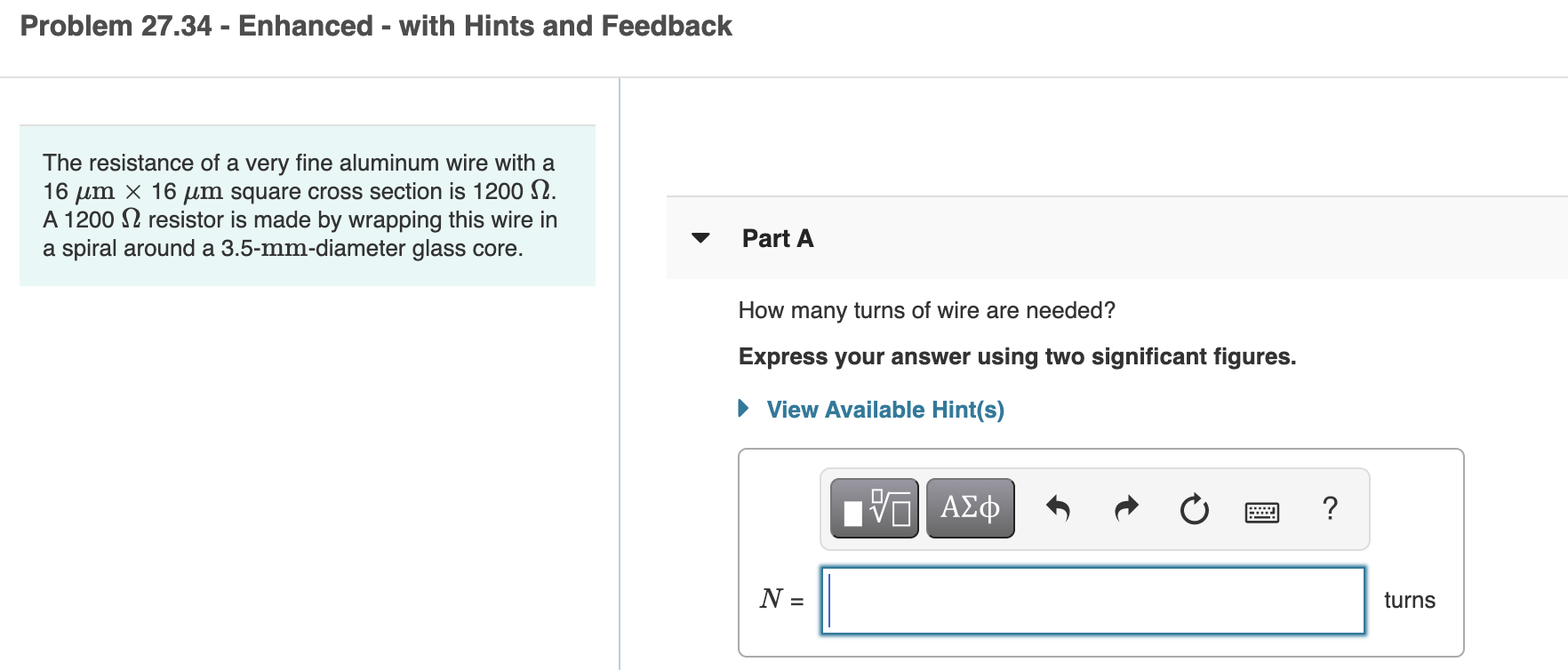 Solved Problem 27.34 - Enhanced - with Hints and Feedback | Chegg.com