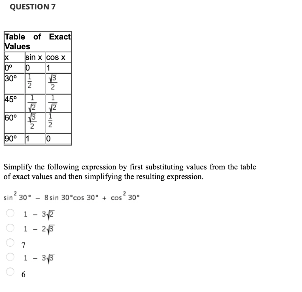 Solved QUESTION 7 Simplify the following expression by first | Chegg.com