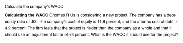 Solved Calculate the company's WACC. Calculating the WACC | Chegg.com