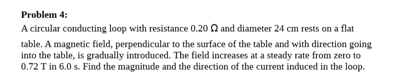 Solved Problem 4: A circular conducting loop with resistance | Chegg.com