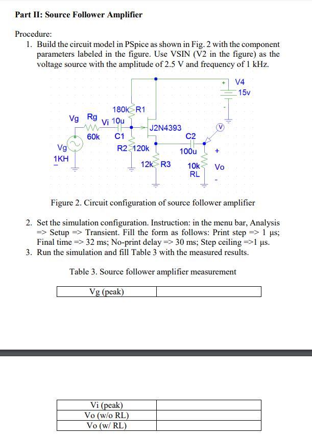 Solved Part II: Source Follower Amplifier Procedure: 1. | Chegg.com