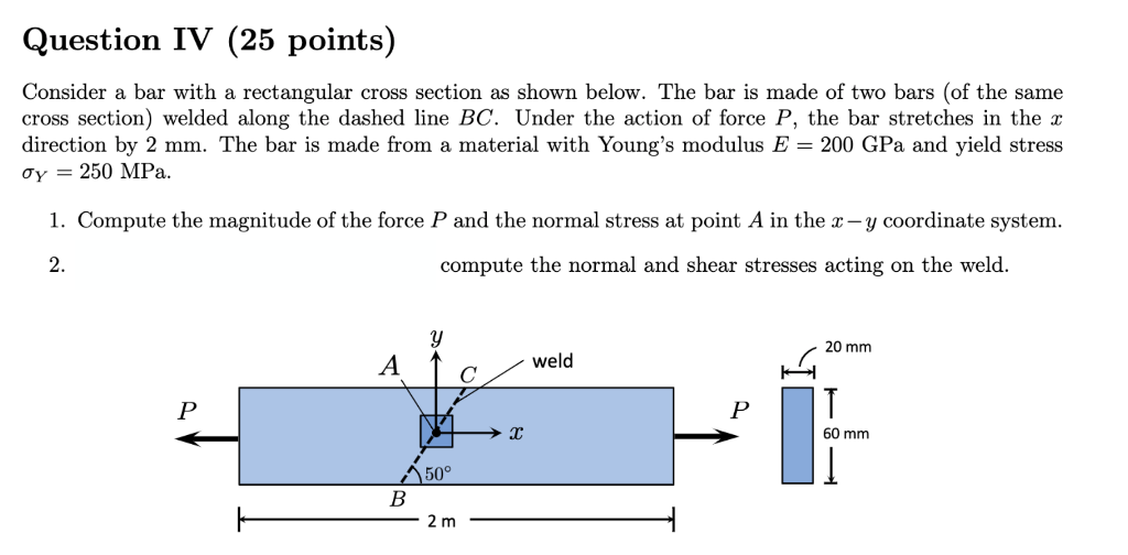 Solved Question IV (25 points) Consider a bar with a | Chegg.com