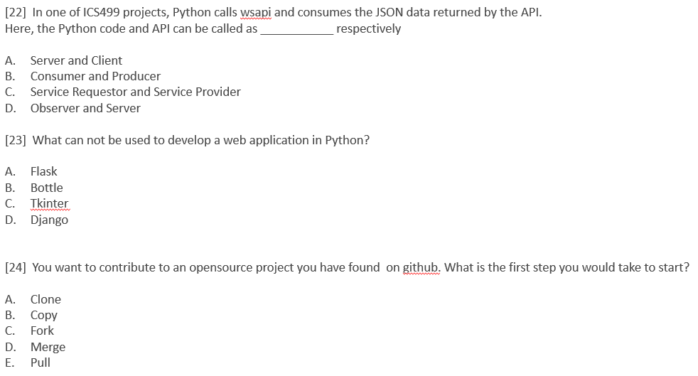 Solved [22] In one of ICS499 projects, Python calls wsapi | Chegg.com