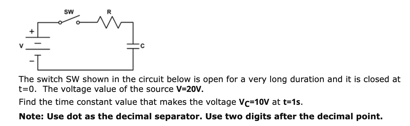 Solved sw R + The switch SW shown in the circuit below is | Chegg.com