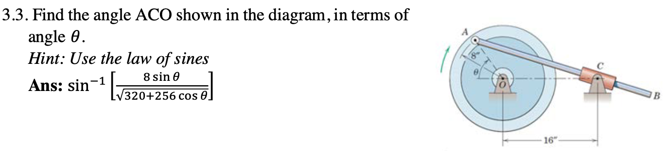 Solved 3.3. Find the angle ACO shown in the diagram, in | Chegg.com