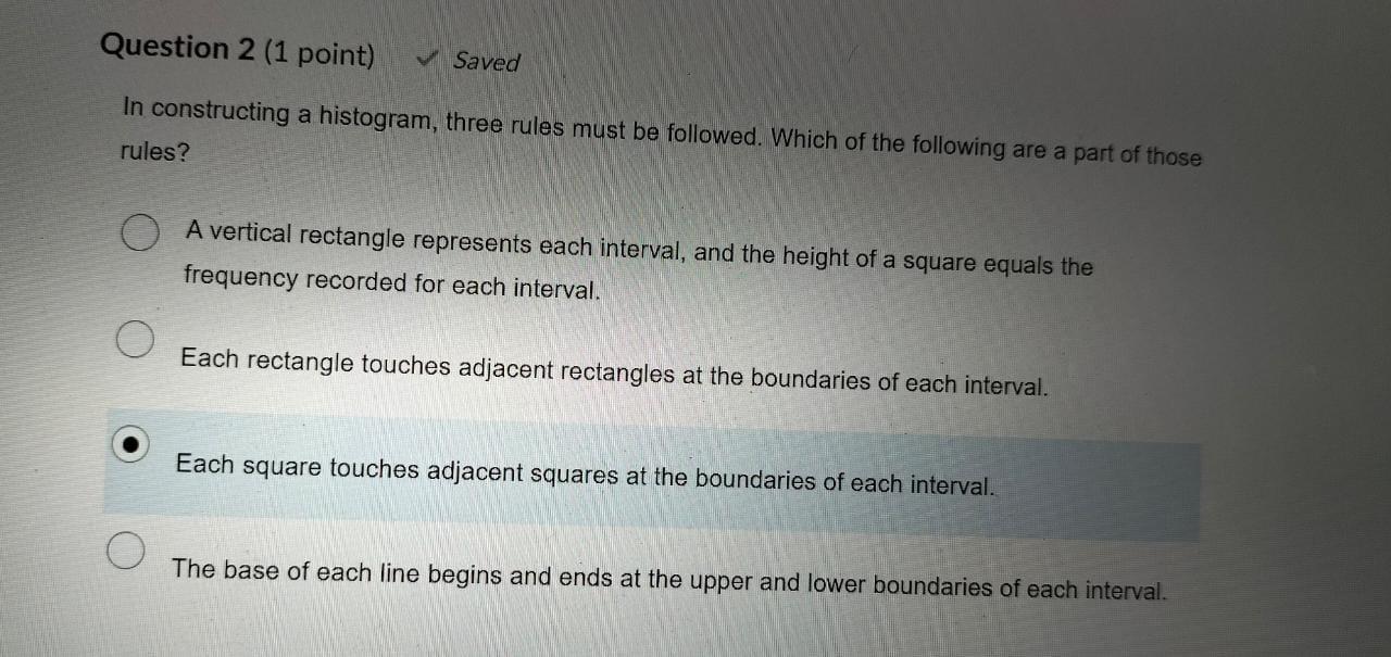 Solved In constructing a histogram, three rules must be | Chegg.com