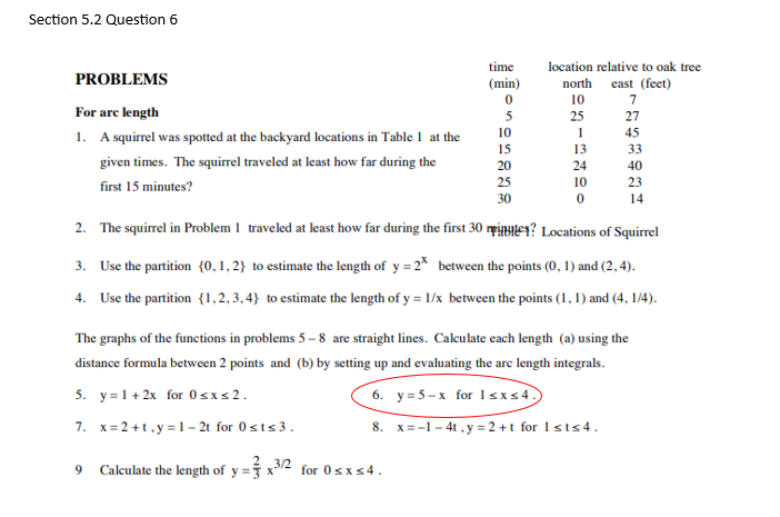 Solved PROBLEMS For arc length 1. A squirrel was spotted at | Chegg.com